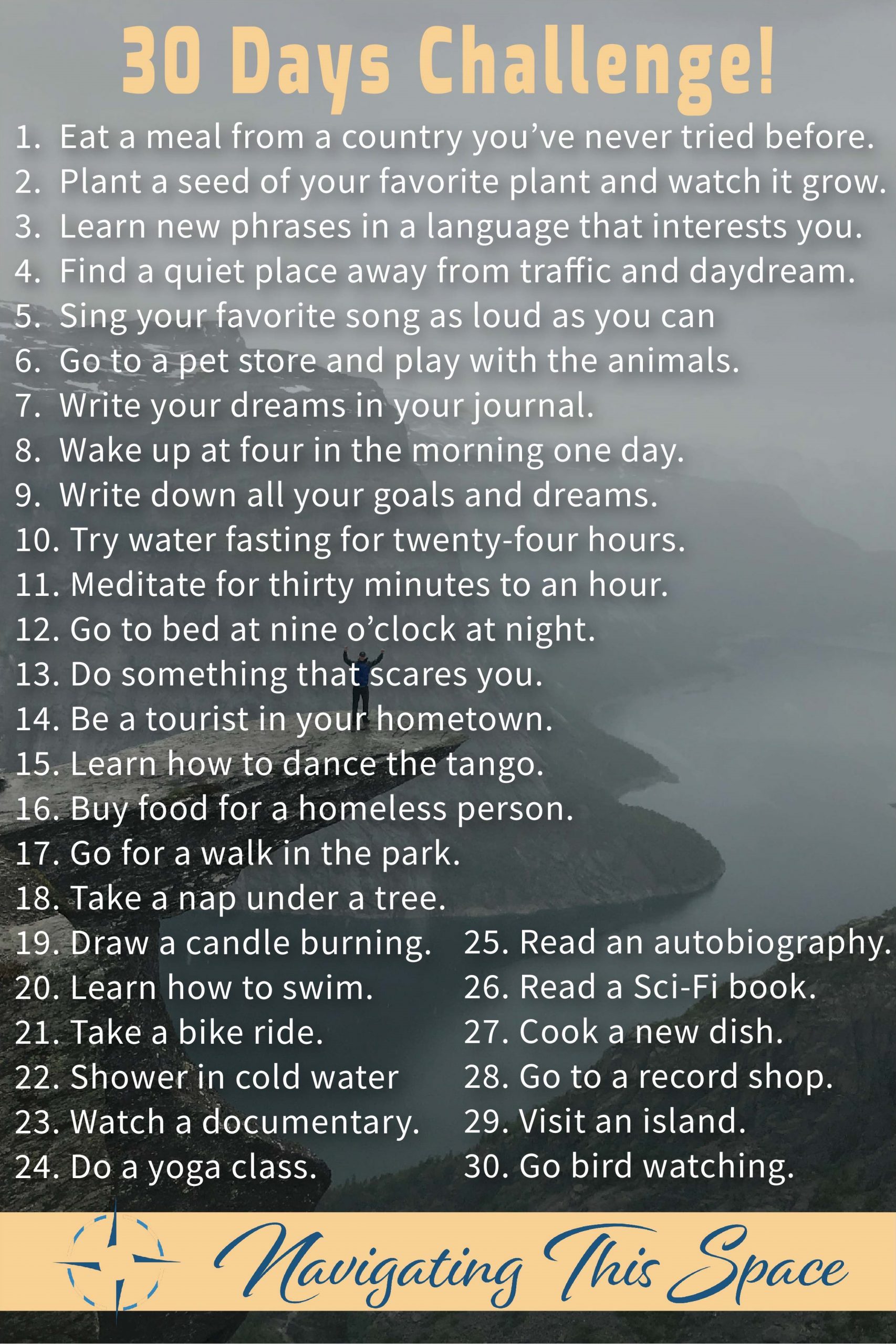 #NTS Challenge: Try One New Thing A Day For 30 Days - Navigating This Space